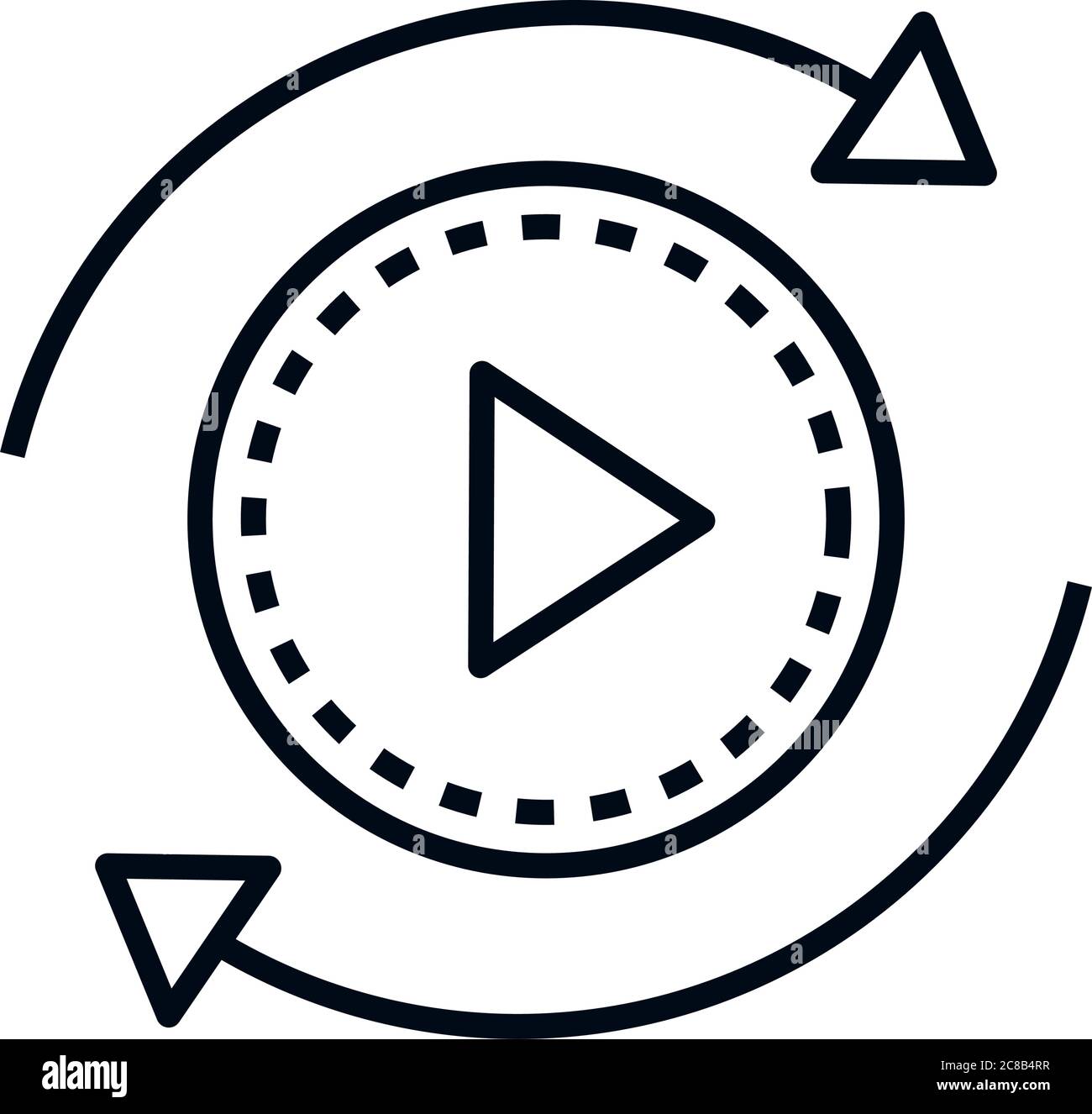 360 degree panoramic video button linear style icon design vector ...