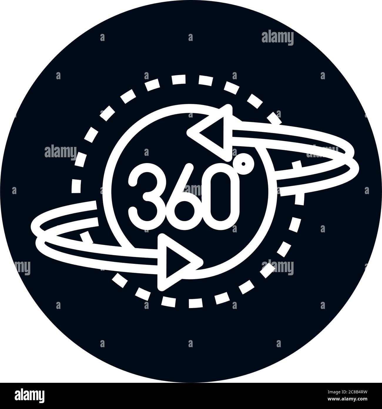 360 degree view virtual tour panorama block and line style icon design ...