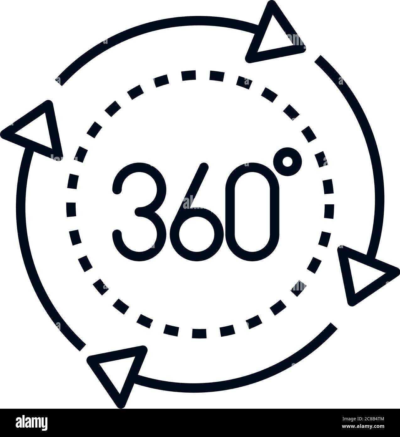 360 degree view virtual tour sphere linear style icon design vector ...