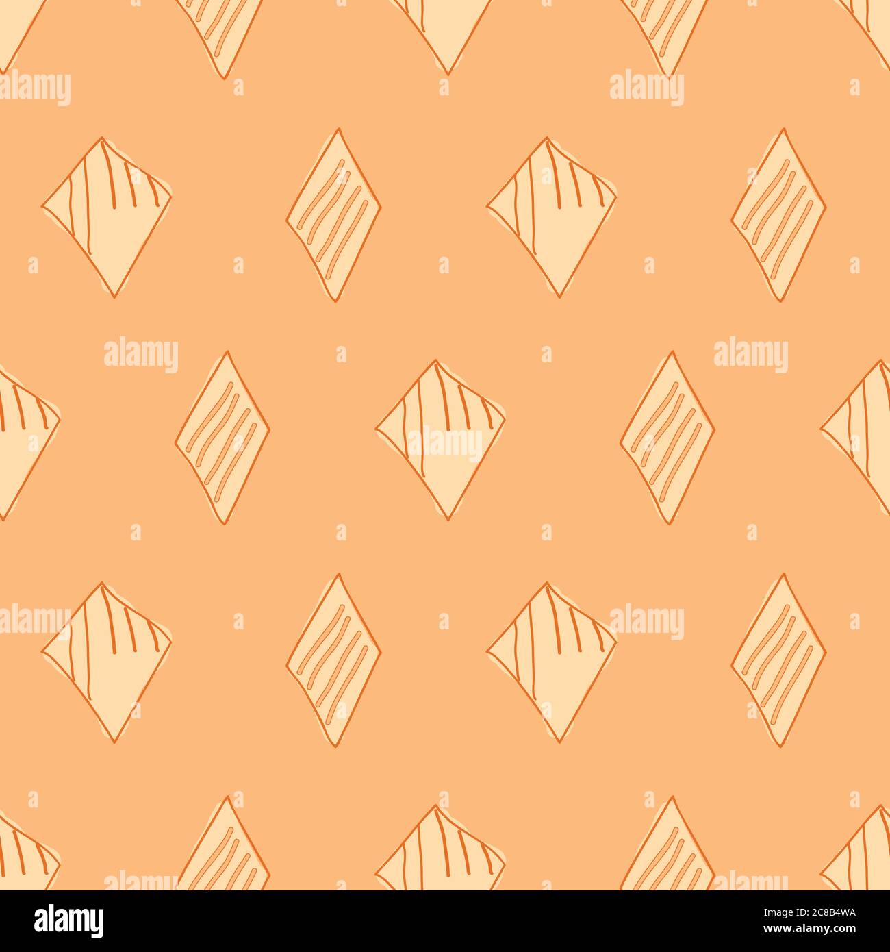 Off kilter kite shapes on orange background Seamless pattern Vector ...