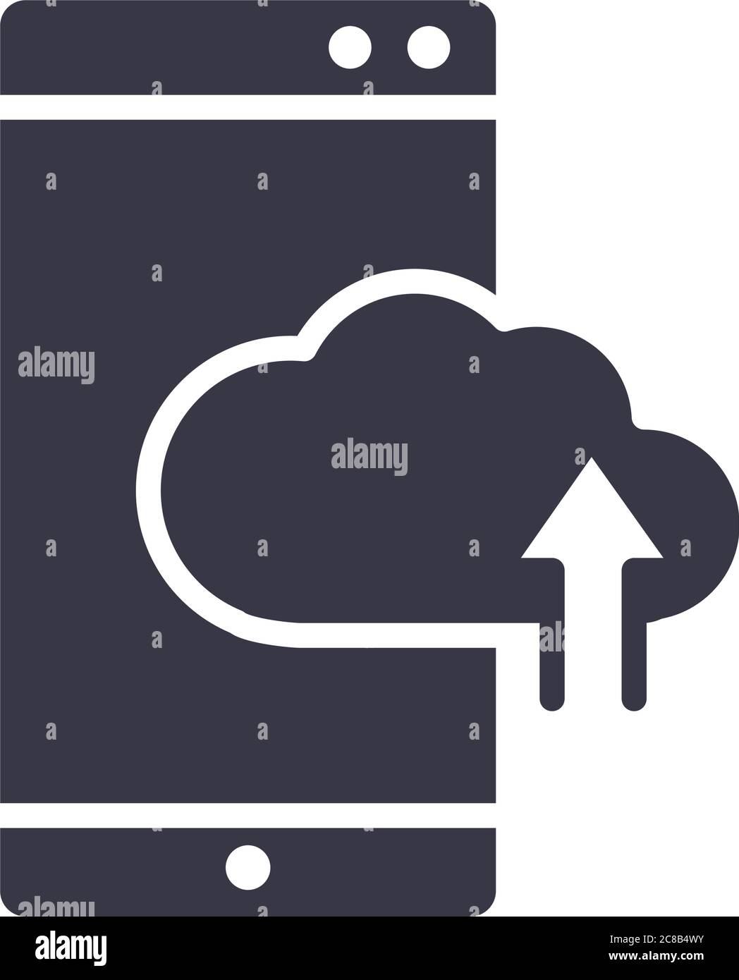 smartphone cloud computing storage upload data device technology silhouette style design icon ...