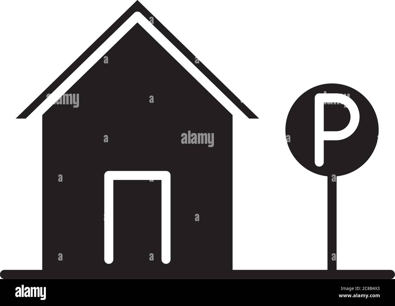 parking traffic sign house transport silhouette style icon design ...