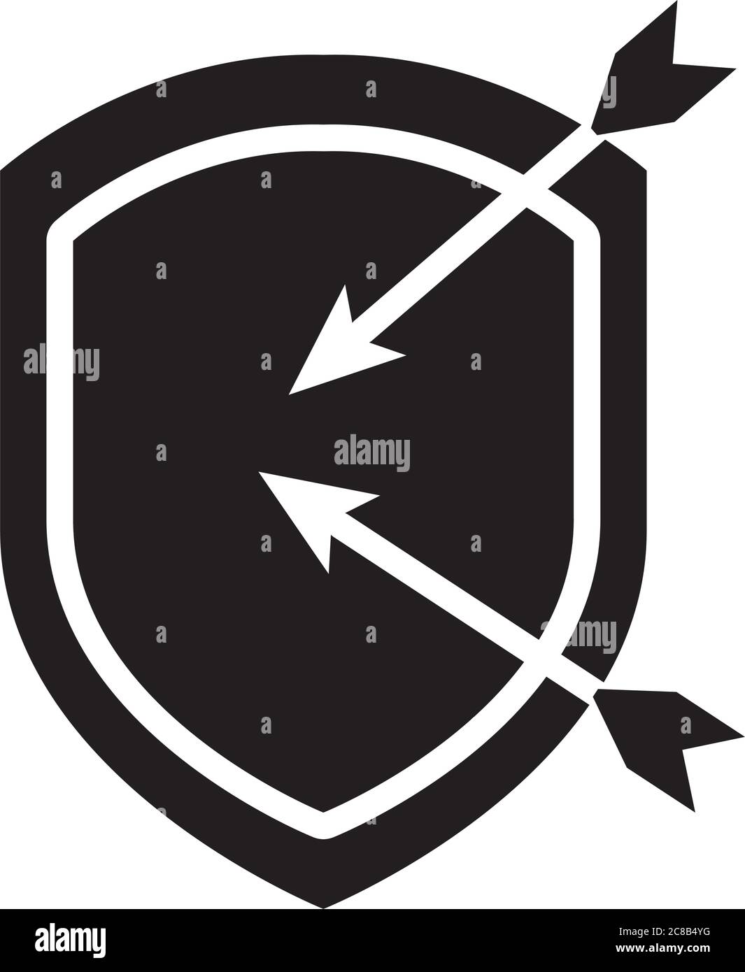shield with arrows icon over white background, half line half color ...