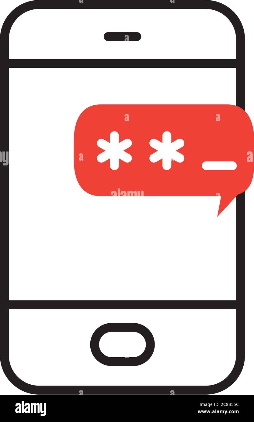 smartphone with password bubble icon over white background, half line ...