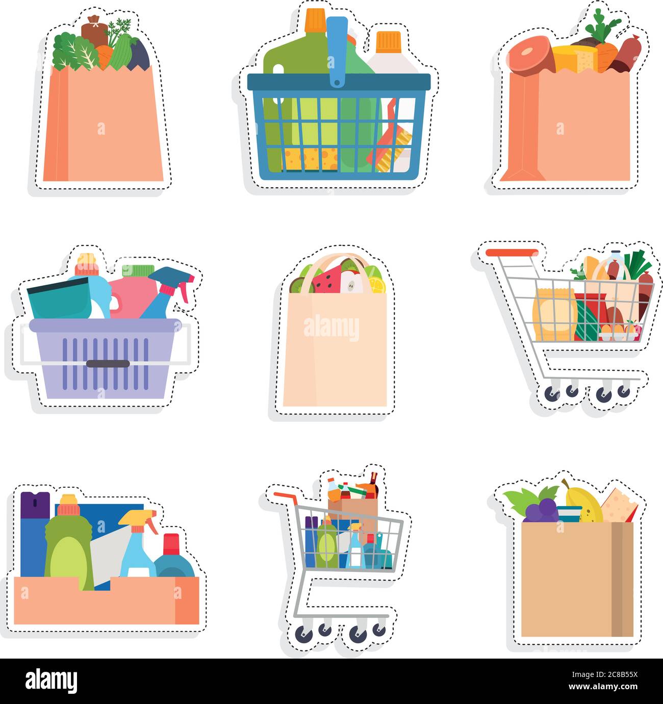 Set of grocery bags stickers Stock Vector Image & Art - Alamy
