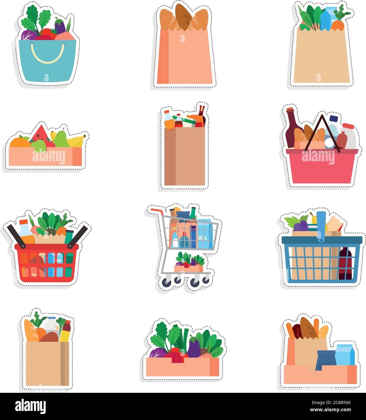 Set of grocery bags stickers Stock Vector Image & Art - Alamy
