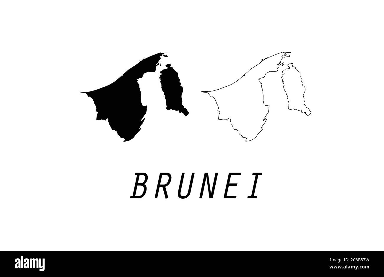 Brunei map simple border Stock Vector Images - Alamy