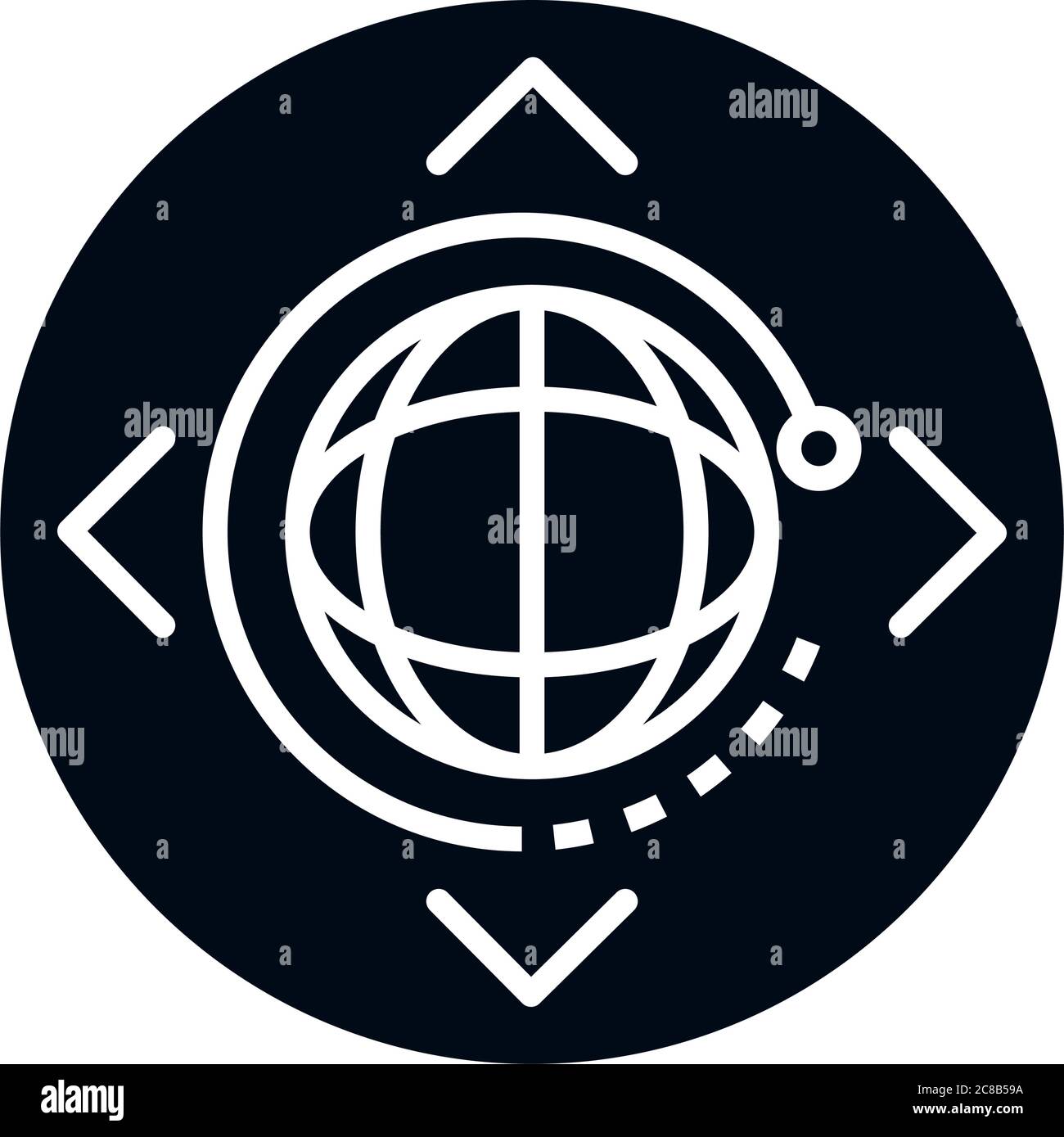 360 degree world virtual rotation block and line style icon design ...