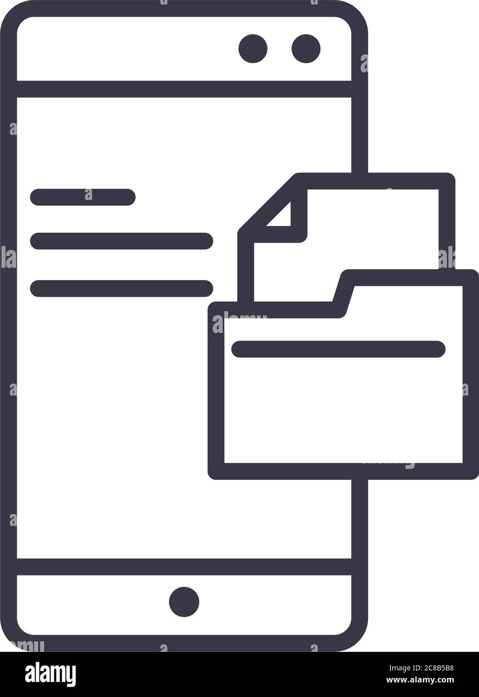 smartphone file archive device technology thin line style design icon ...