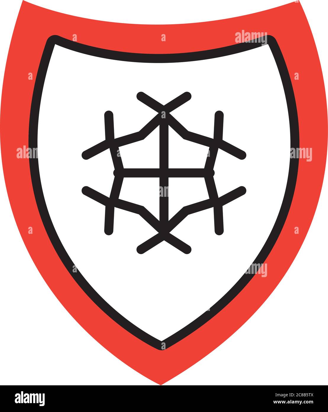 shield with snowflake icon over white background, half line half color ...