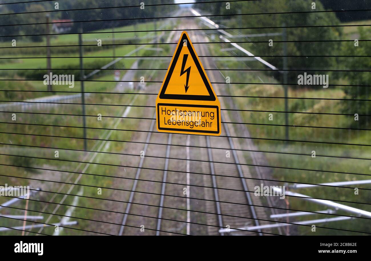 High voltage sign on railway track hi-res stock photography and images ...