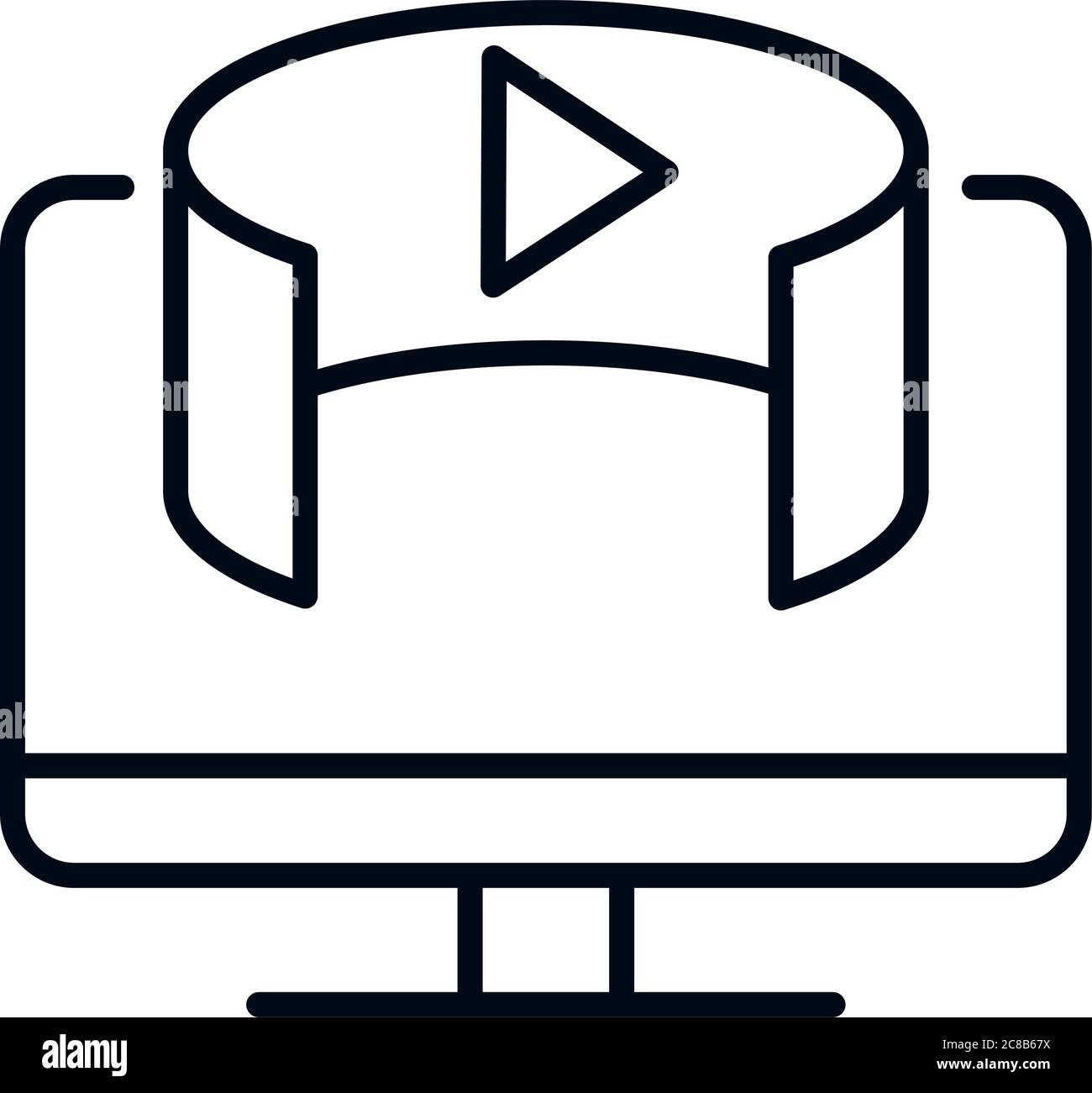 360 degree computer technology digital virtual linear style icon design ...