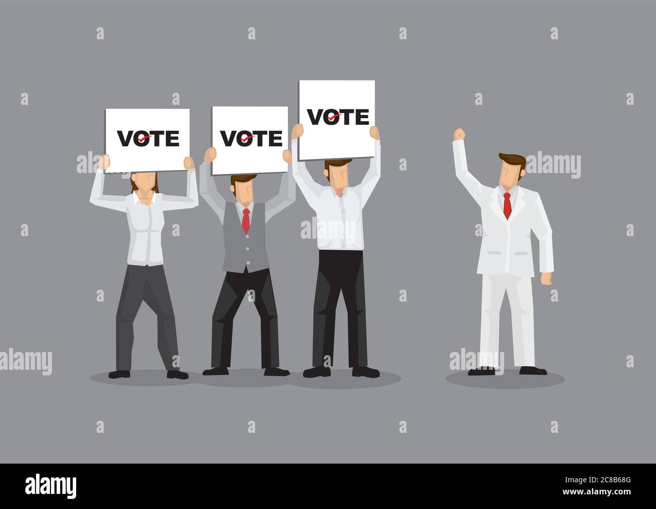 Vector illustration of rich man in white suit garnering support from ...