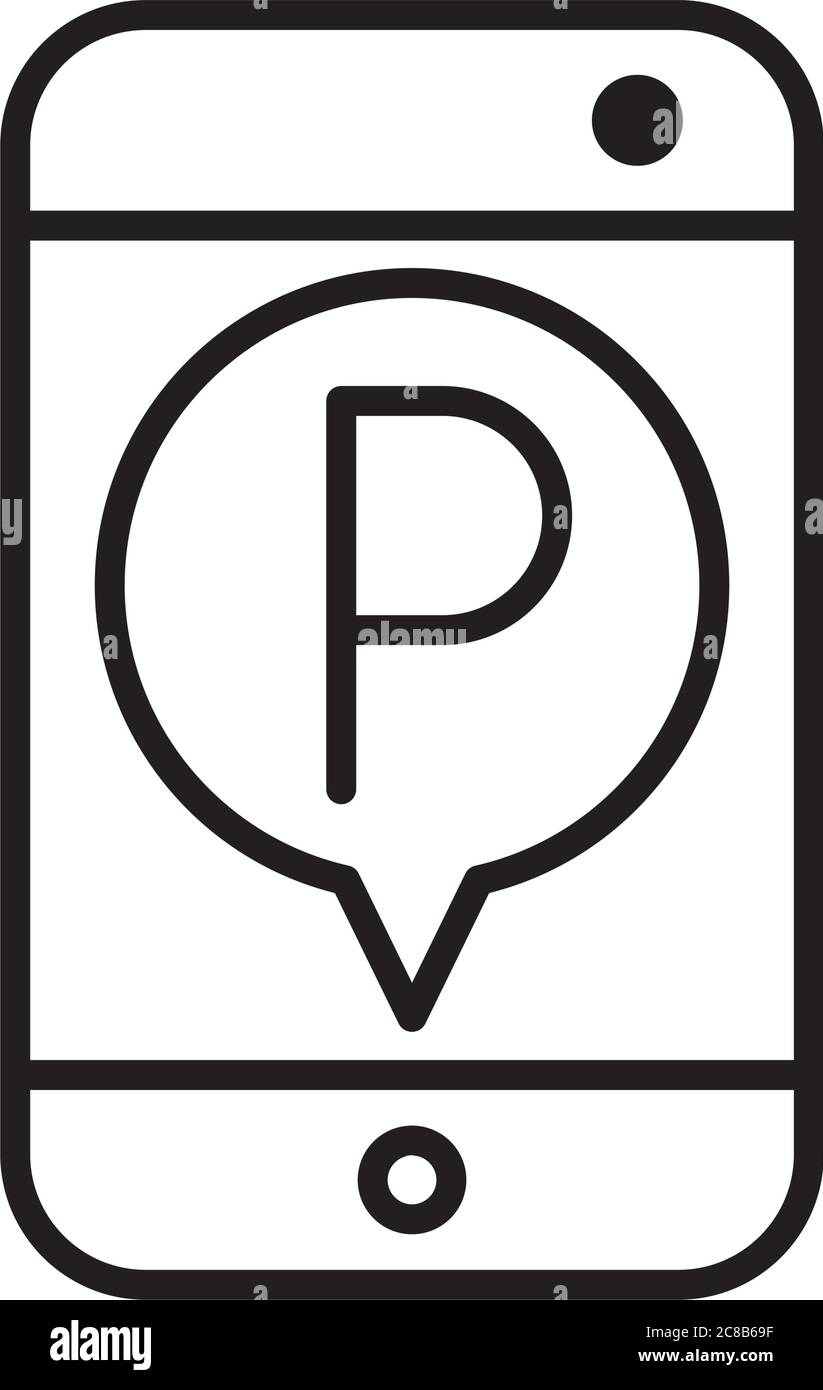 smartphone parking transport app technology line style icon design ...