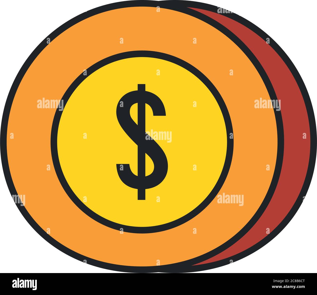 dollar coin line and fill style icon of money financial banking ...