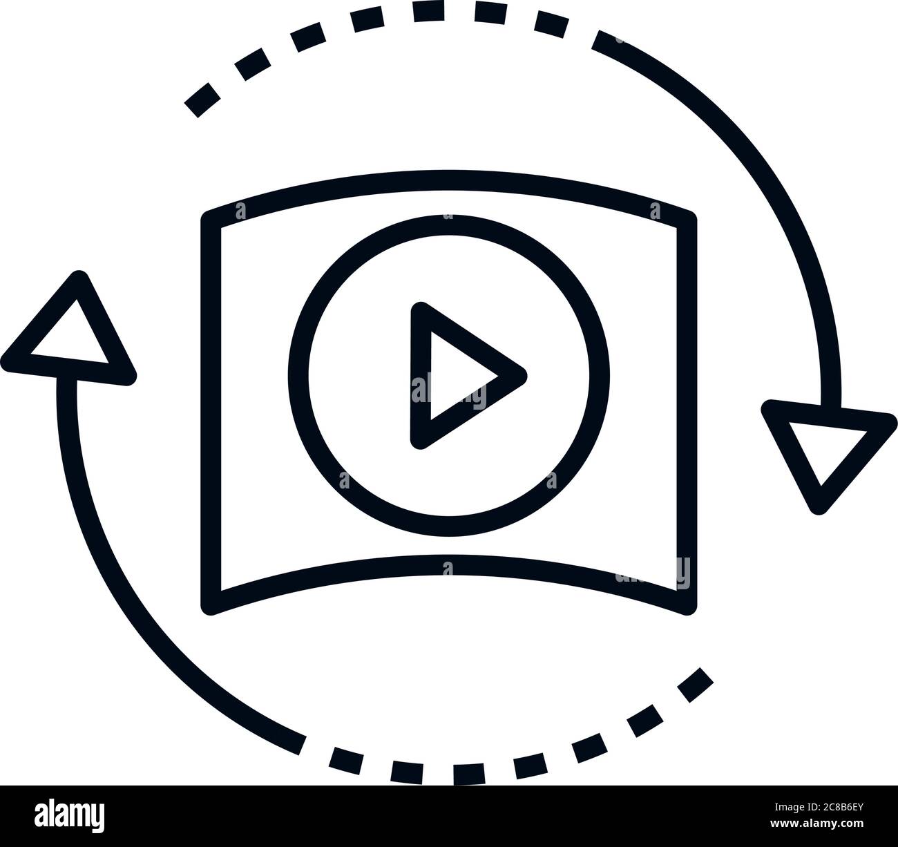 360 degree virtual video player reality linear style icon design vector ...