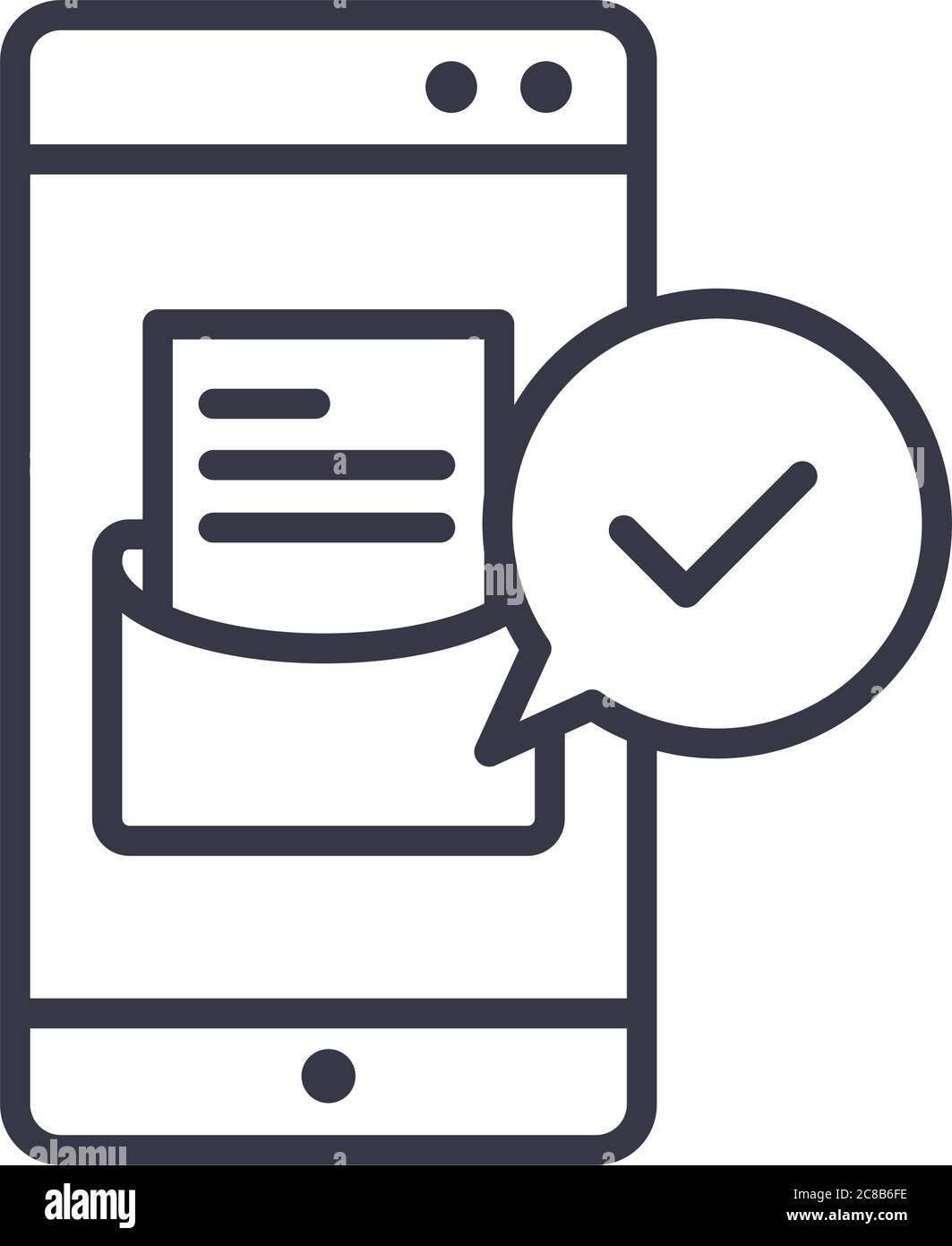 smartphone message notification device technology thin line style ...