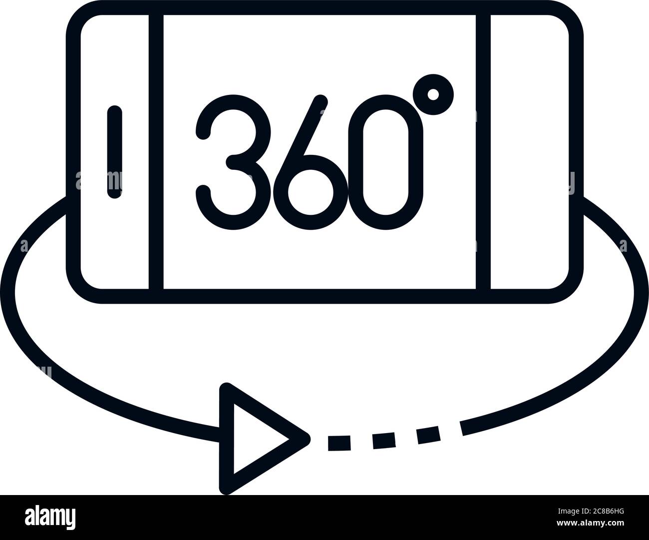 360 degree view virtual tour linear style icon design vector ...