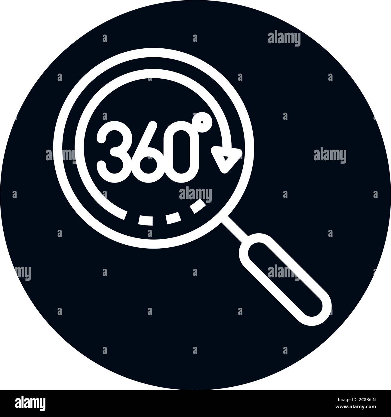 360 degree view virtual tour magnifier block and line style icon design ...