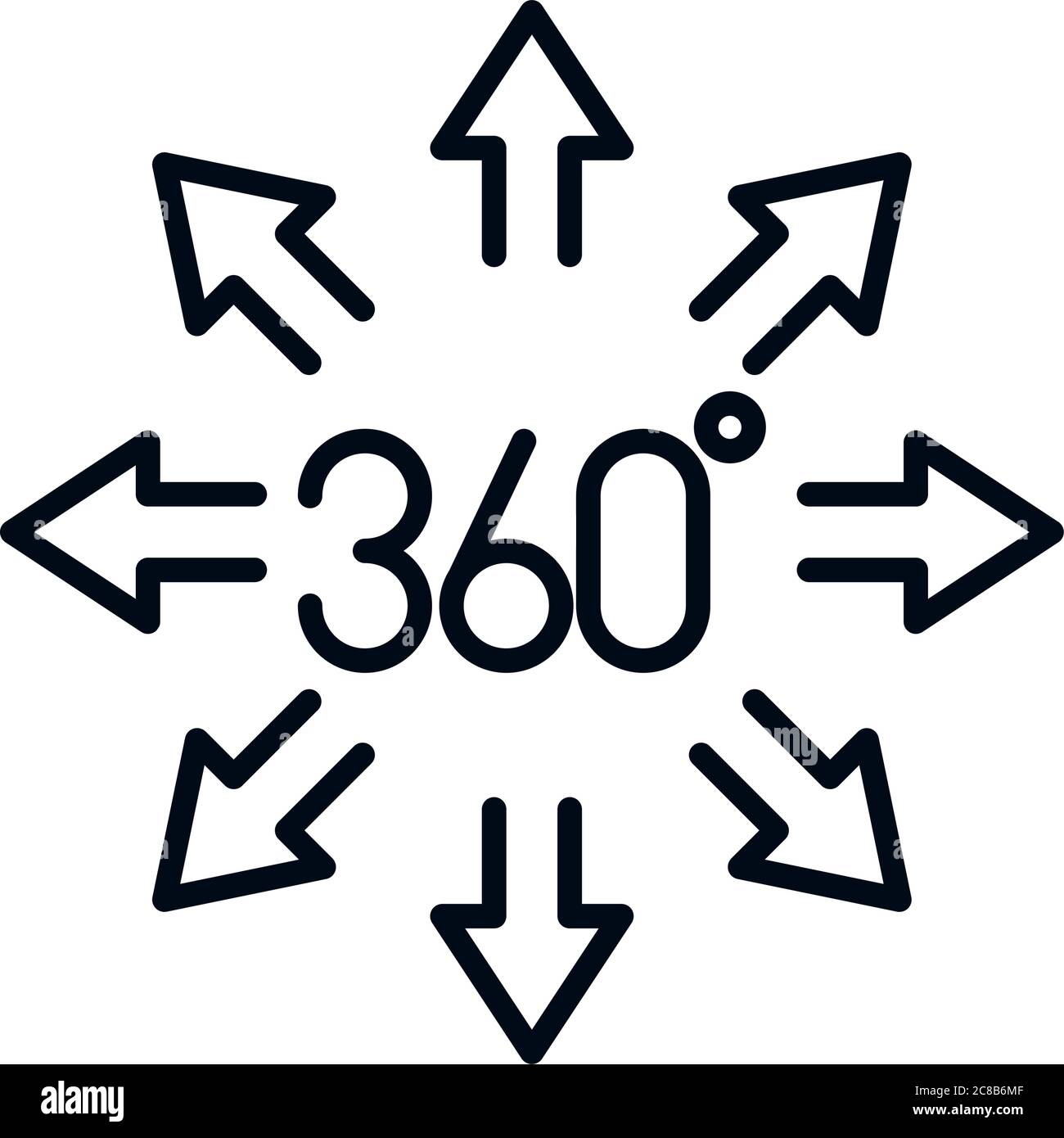 360 degree view virtual tour linear style icon design vector ...