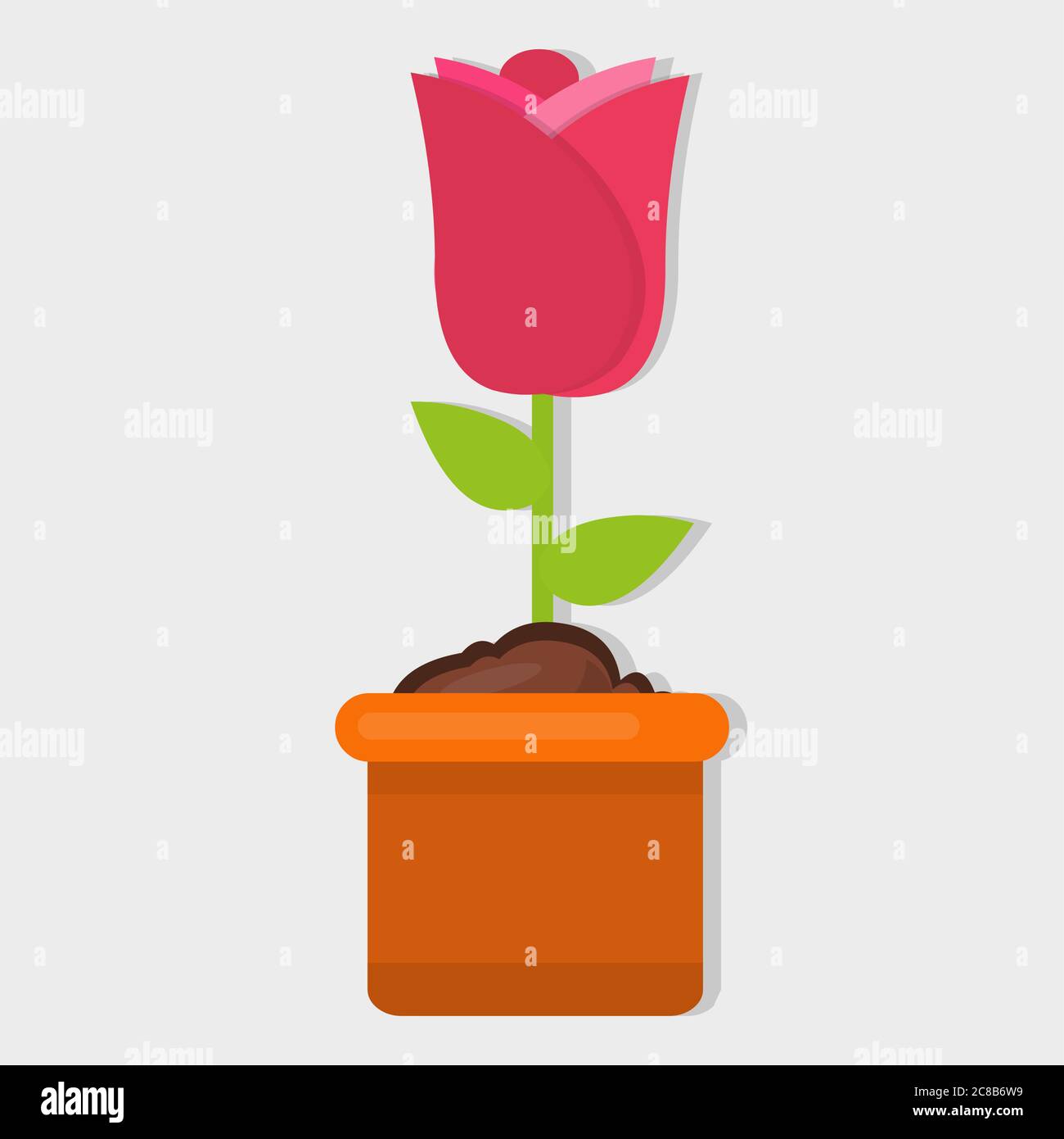 red rose on the pot isolated vector illustration in flat style Stock ...