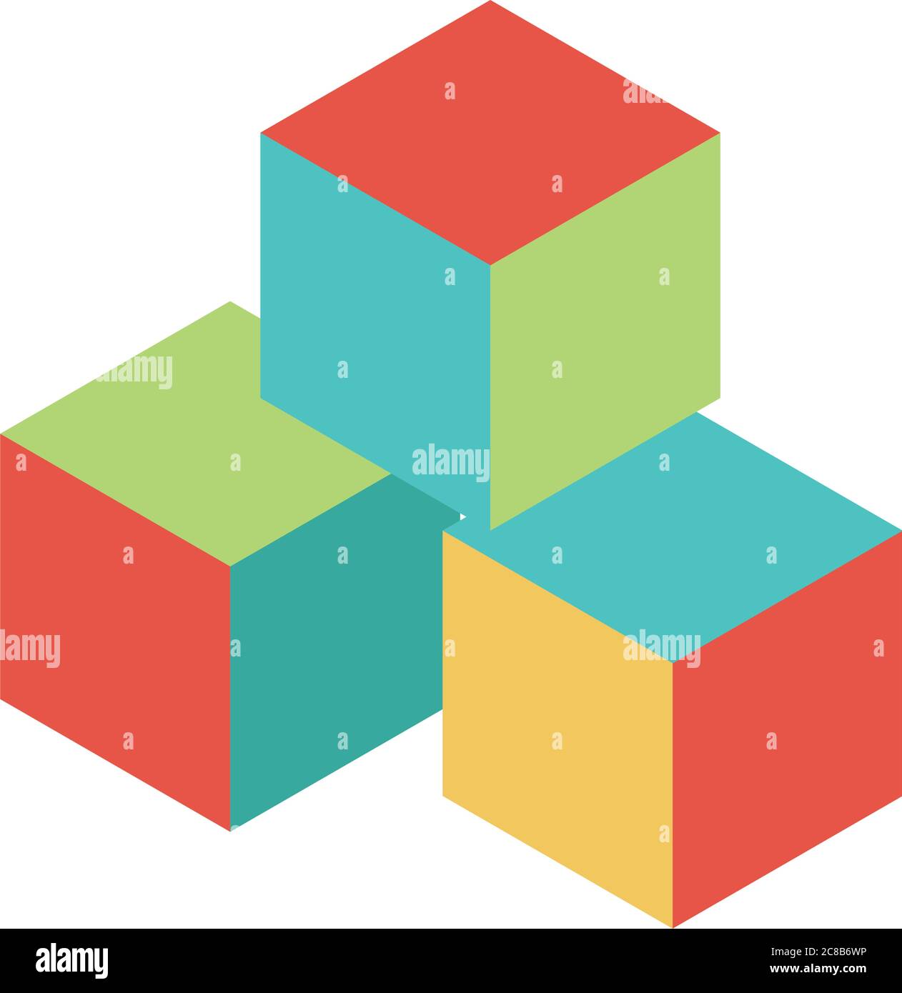 cubes toy object for small children to play, flat style cartoon vector ...