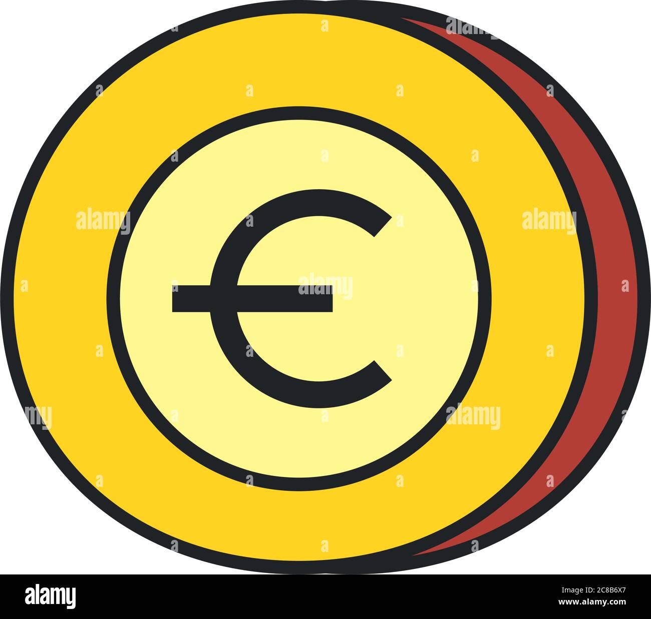 euro coin line and fill style icon of money financial banking commerce ...