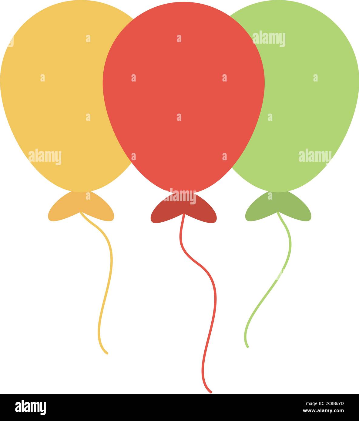 balloons party festive decoration celebration, flat style cartoon ...
