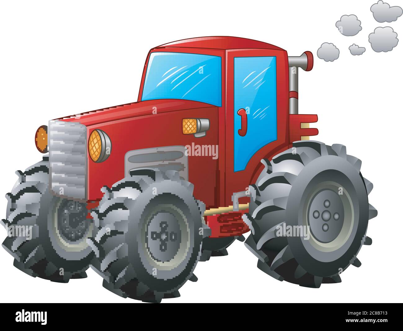 illustration of Red tractor on white background Stock Vector Image ...