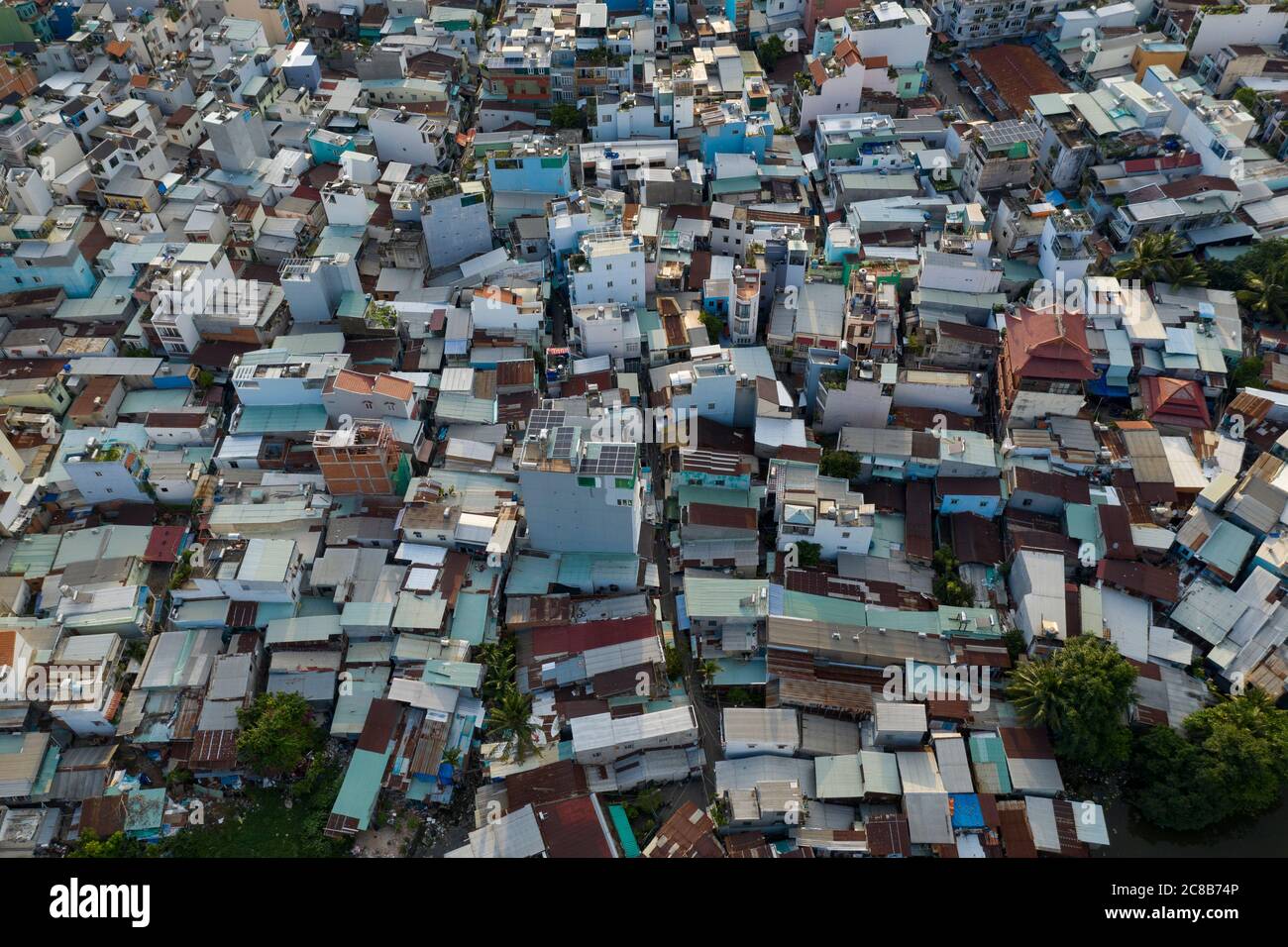 crowded old residential and business area resembling a crowded shanty ...