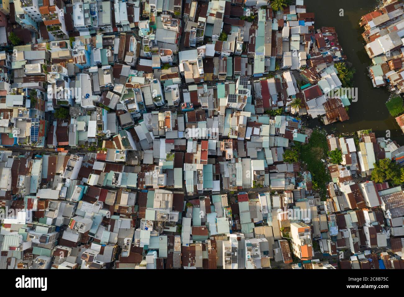 crowded old residential and business area resembling a crowded shanty ...