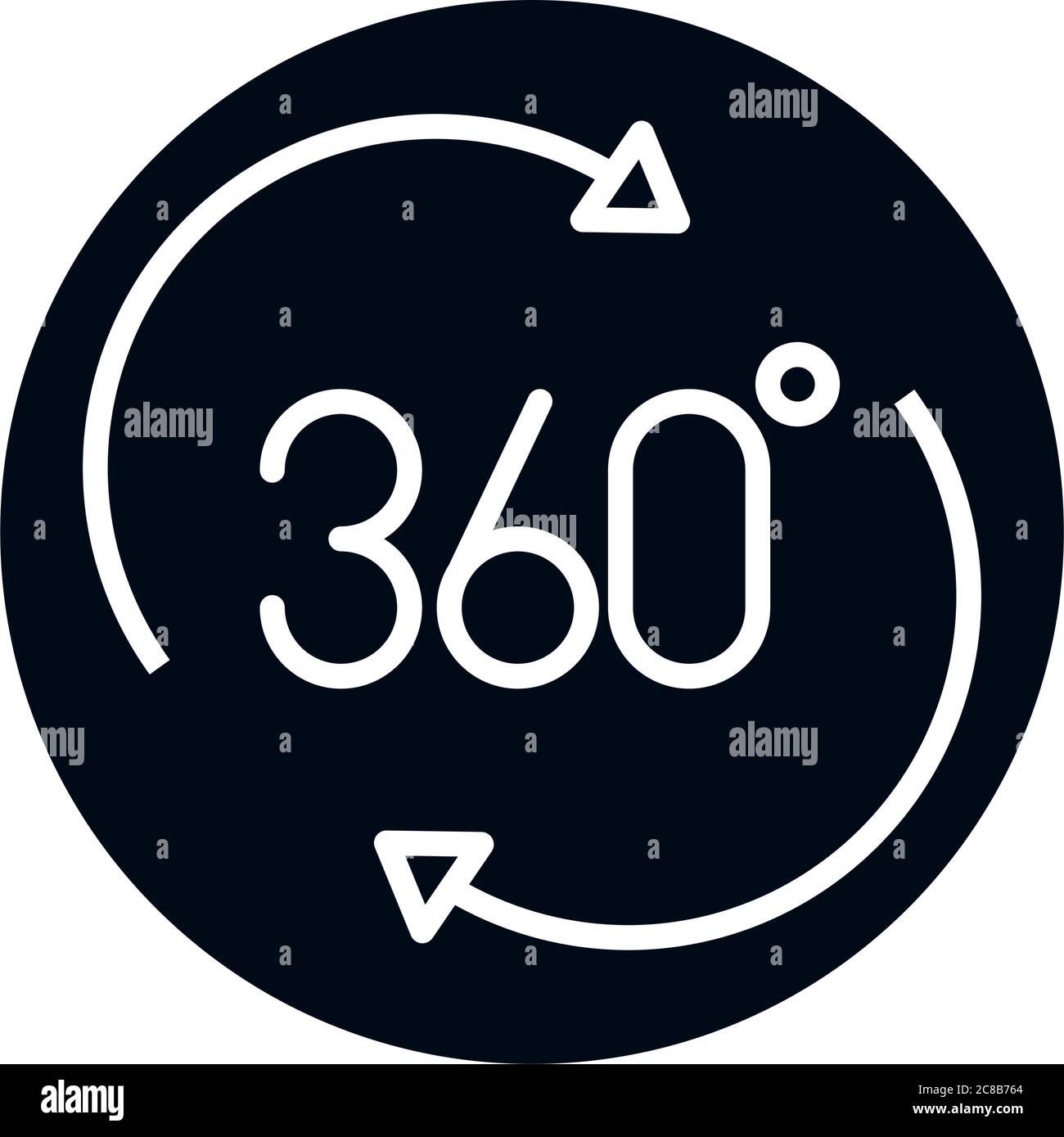 360 degree view virtual tour block and line style icon design vector ...