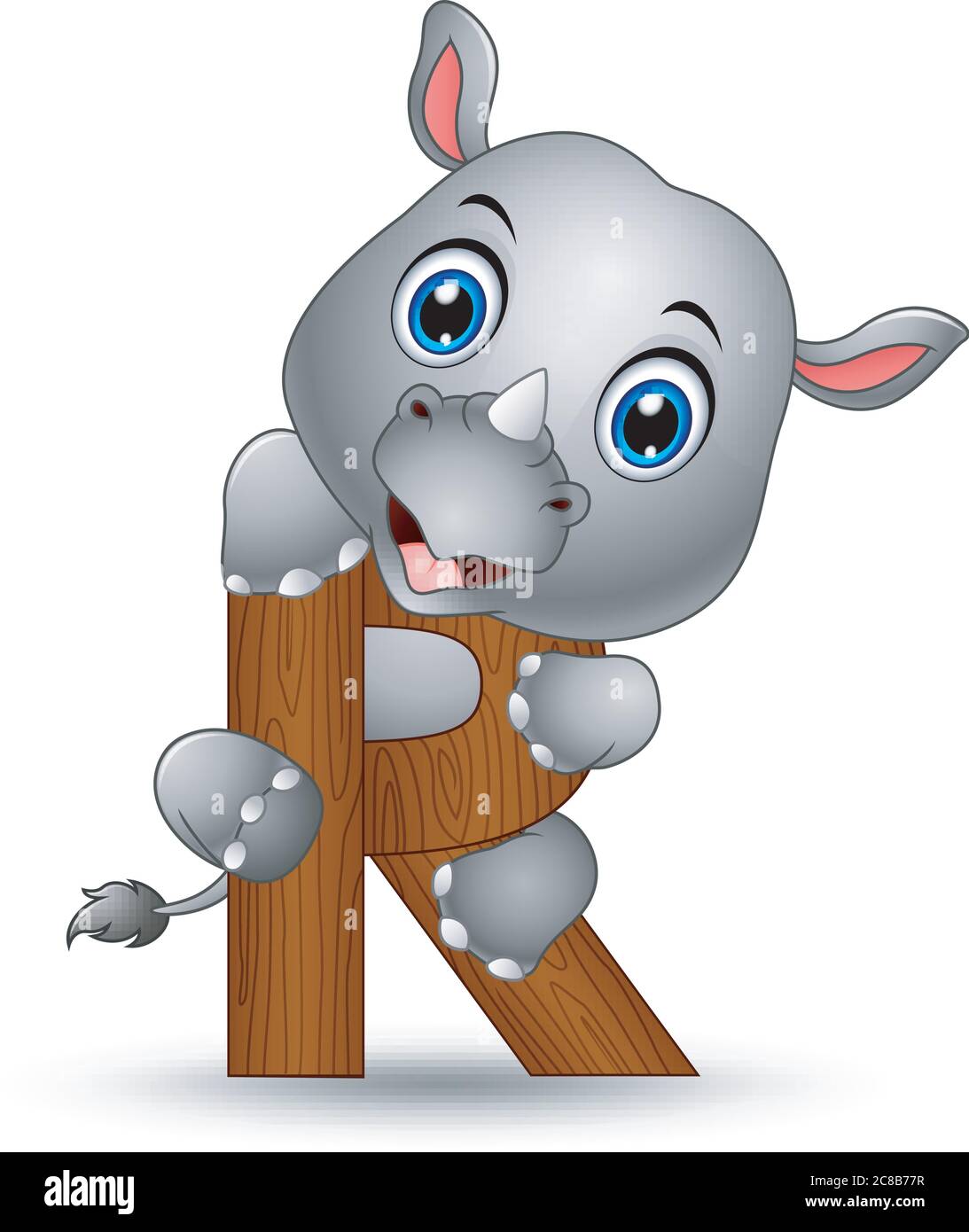 illustration of Alphabet R with Rhino cartoon Stock Vector Image & Art ...