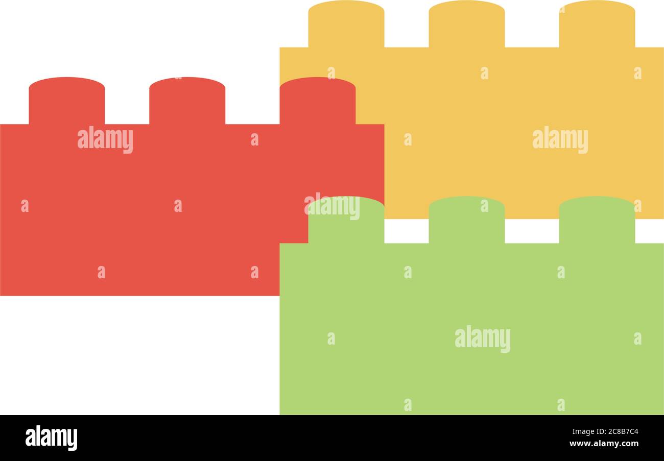 blocks construction toy object for small children to play, flat style ...