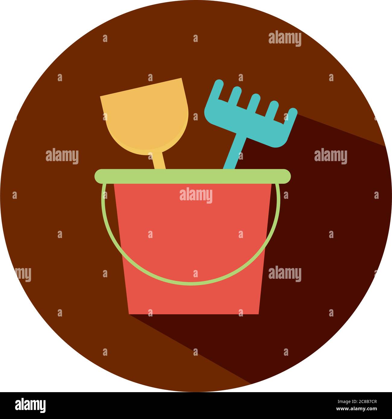 bucket with shovel and fork toy object for small children to play ...