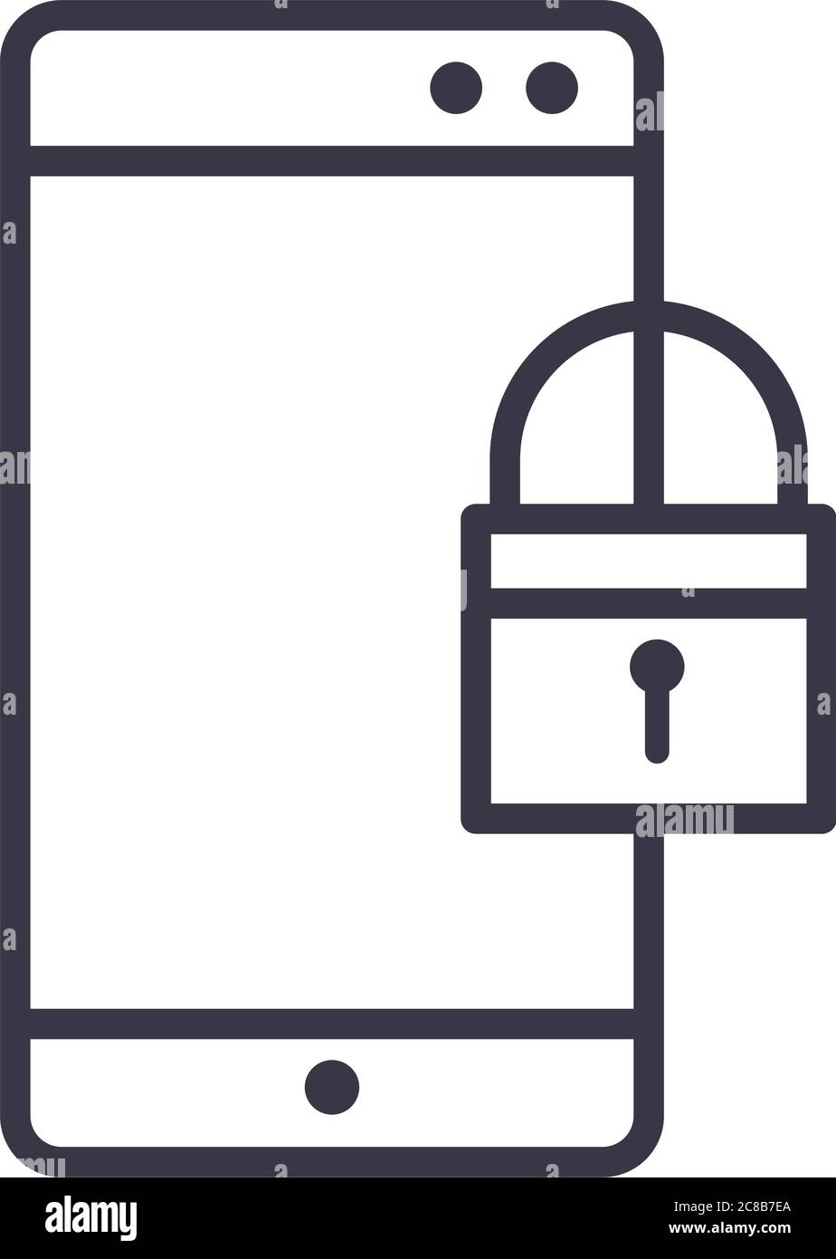 smartphone locked security device technology thin line style design ...