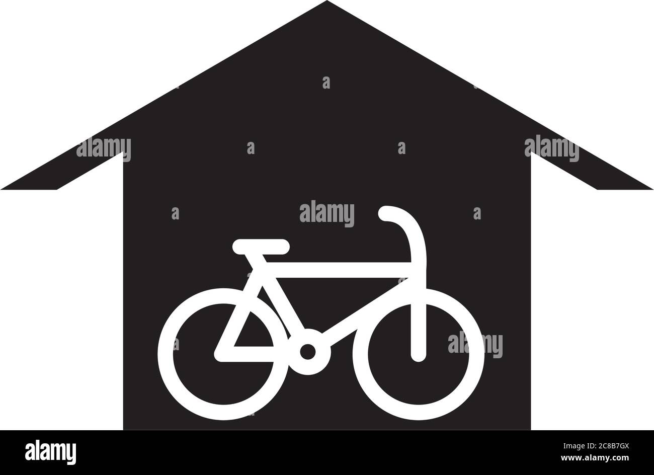 parking bike inside garage transport silhouette style icon design ...