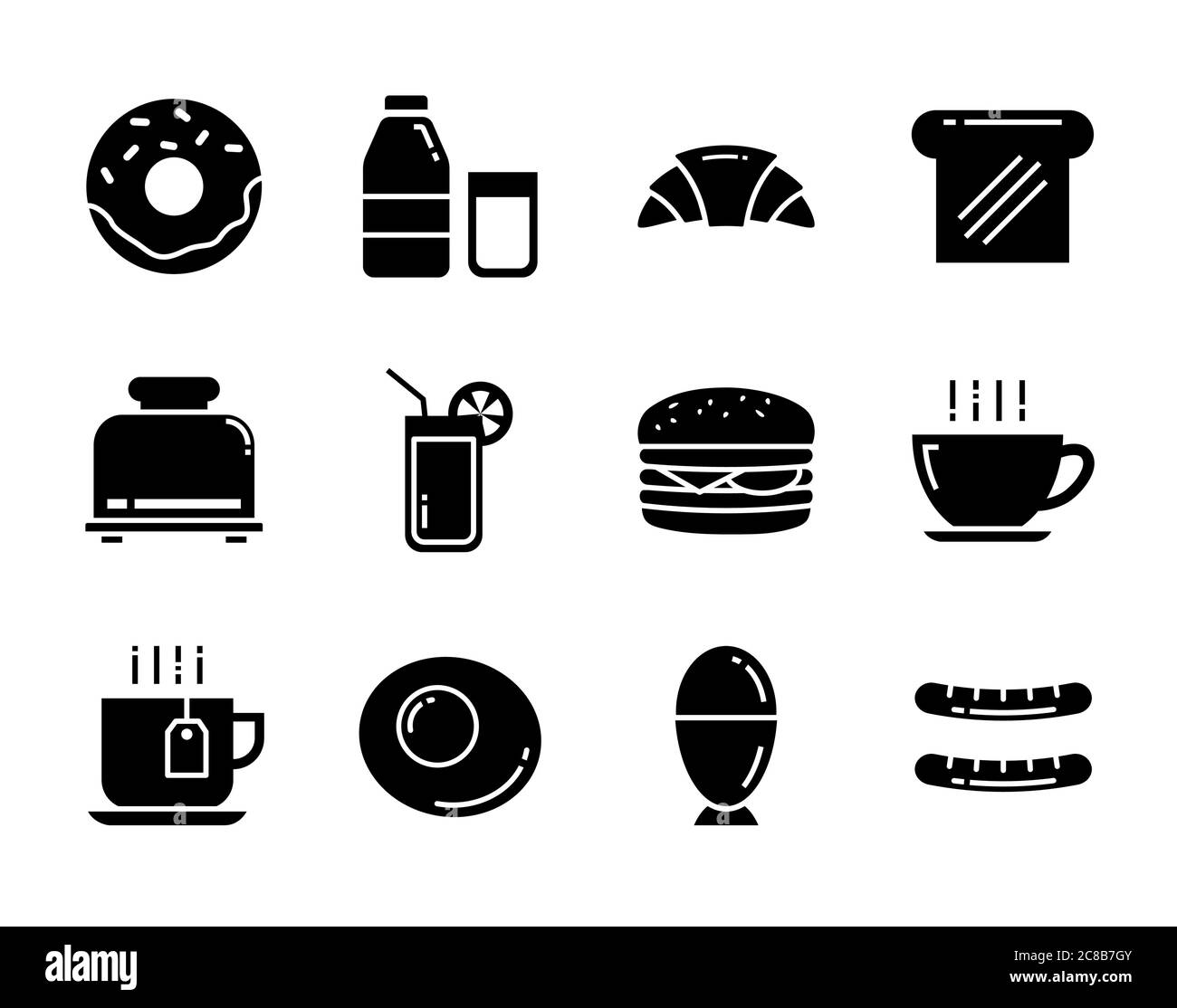Set of breakfast icon flat design. Symbols for website, magazine, app ...