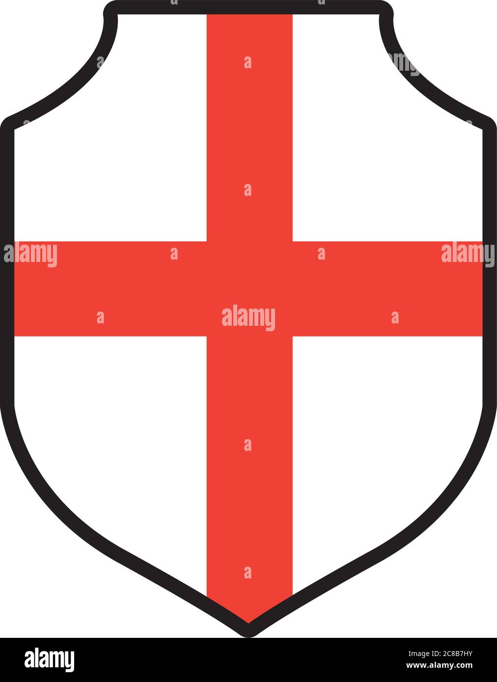 shield with crossed design over white background, half line half color ...