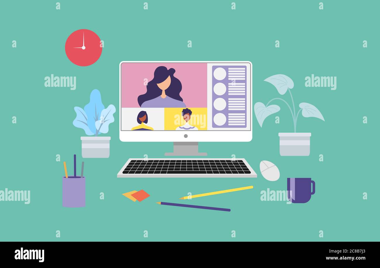 Work from home and work from anywhere concept, people connecting ...