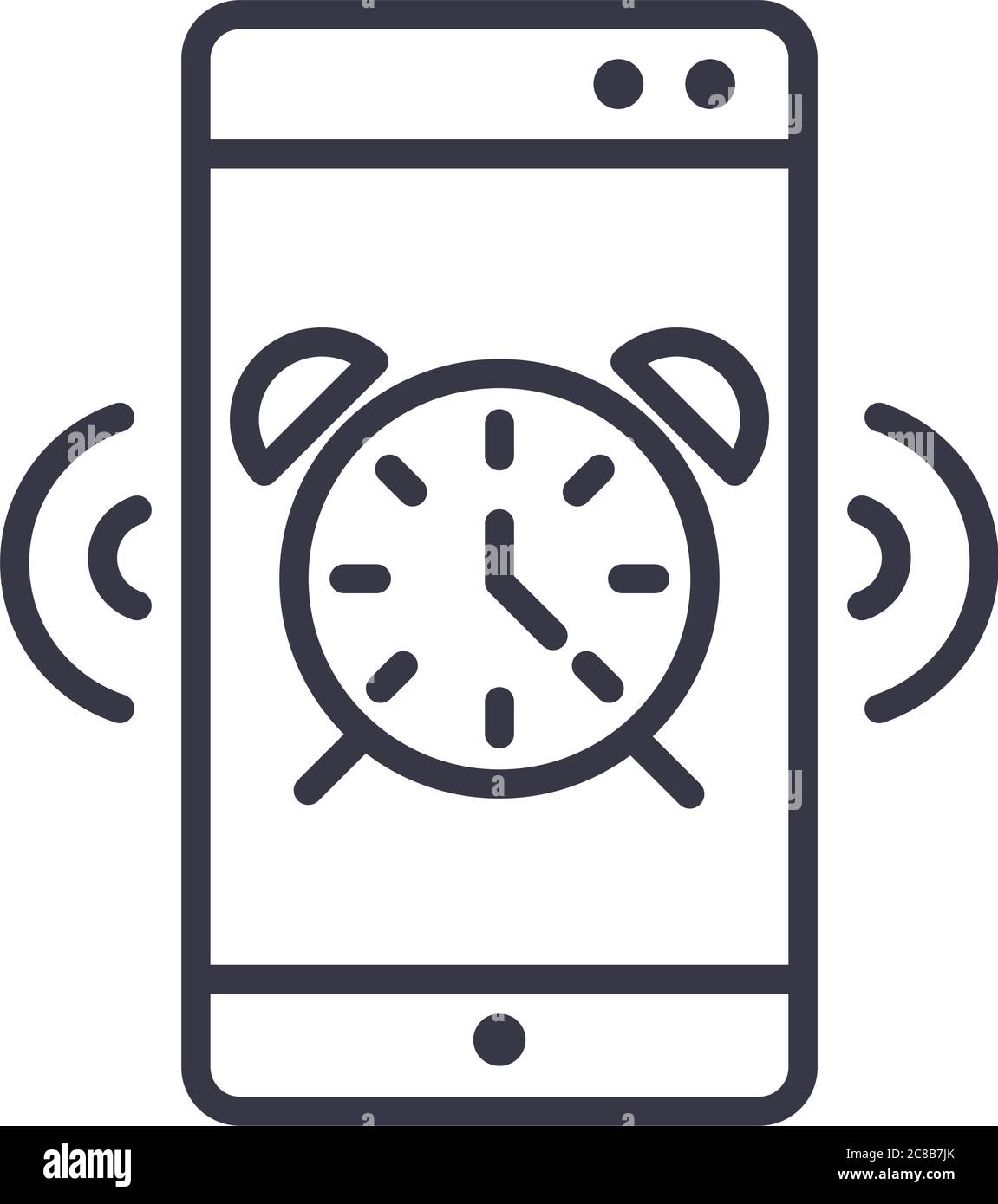 smartphone alarm clock device technology thin line style design icon ...