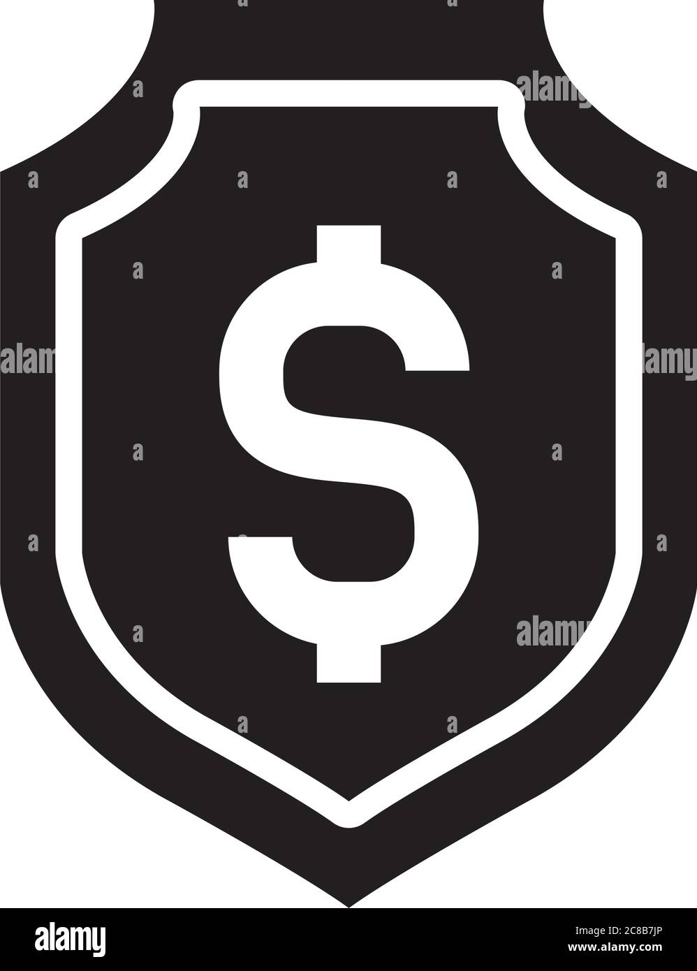 shield with money symbol icon over white background, silhouette style ...