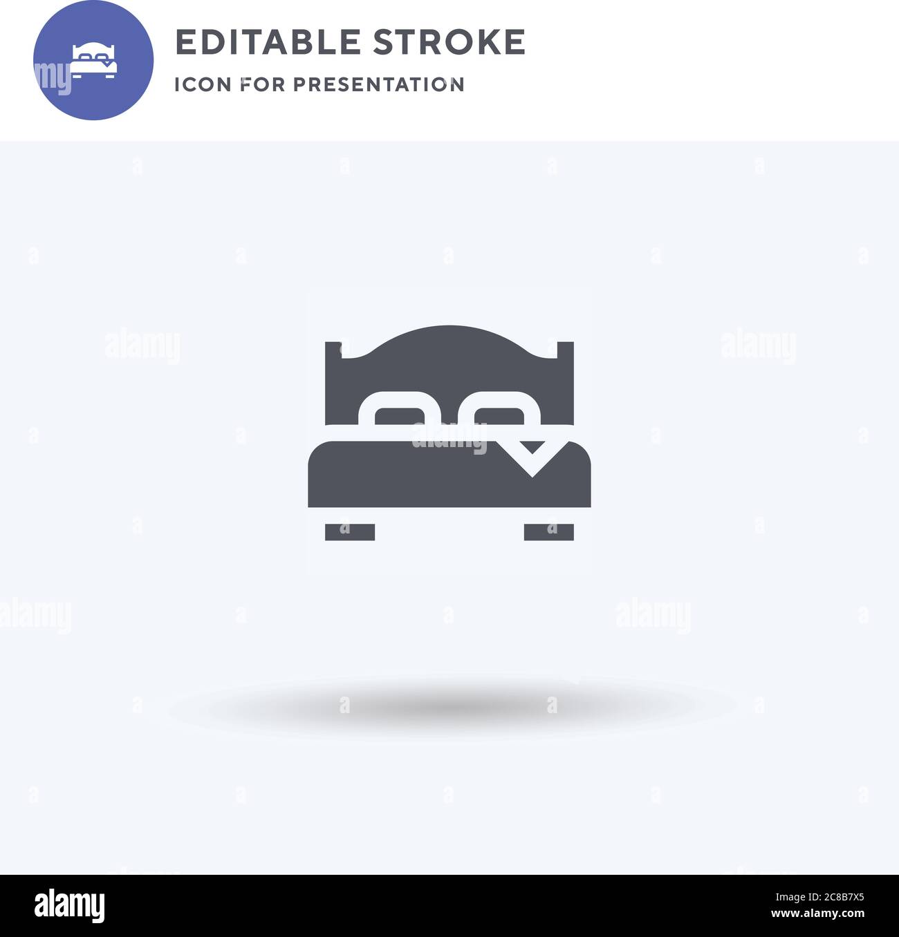Bed icon vector, filled flat sign, solid pictogram isolated on white ...