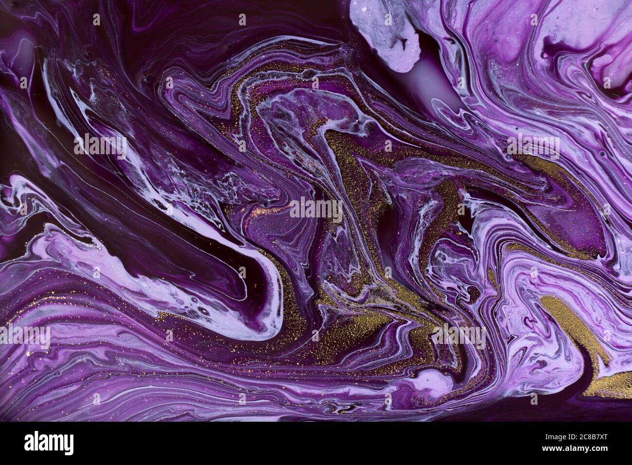 Purple marble abstract background. Mixed inks with gold glitter Stock ...