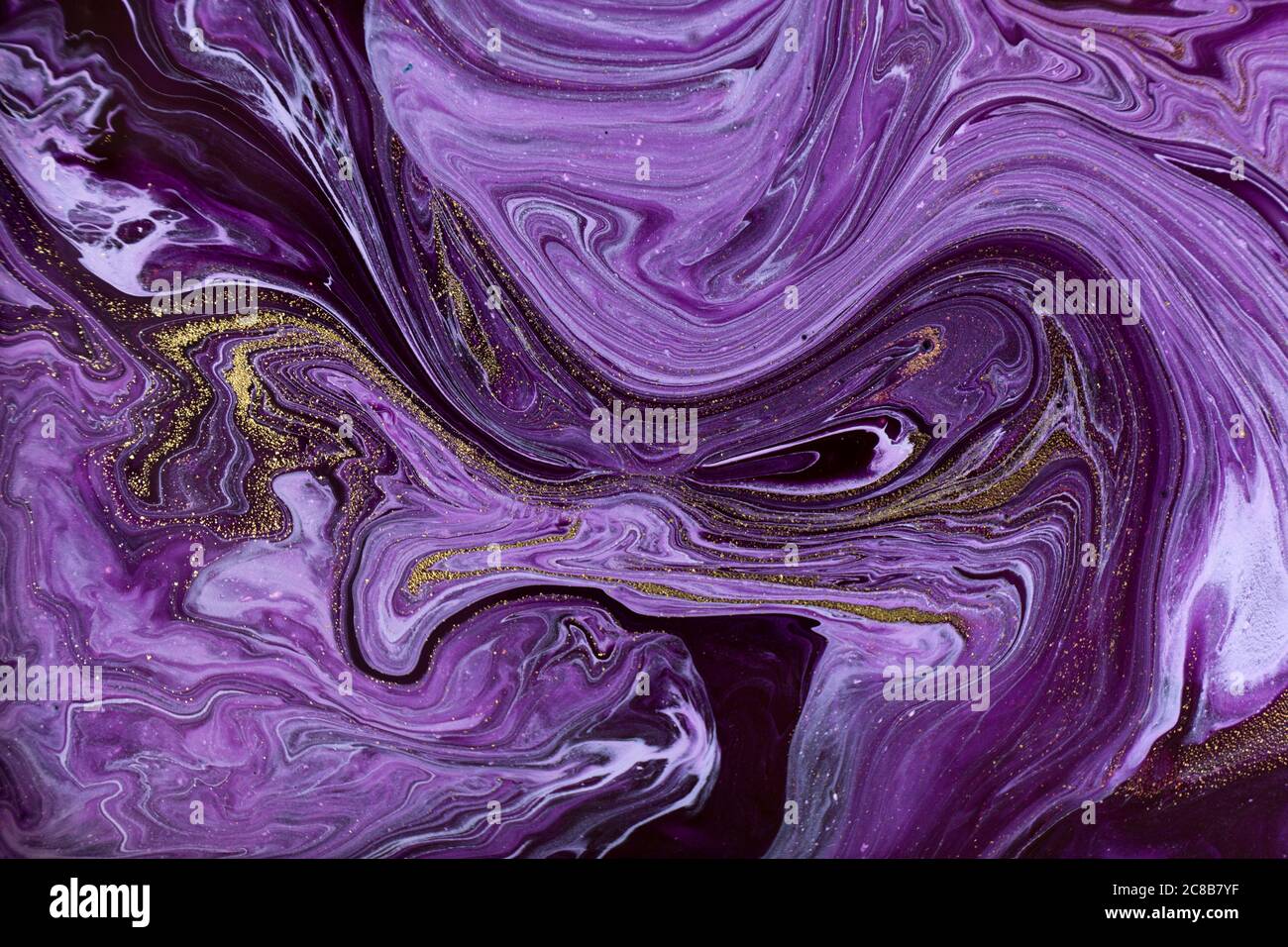 Violet marble abstract background. Mixed inks texture with golden ...