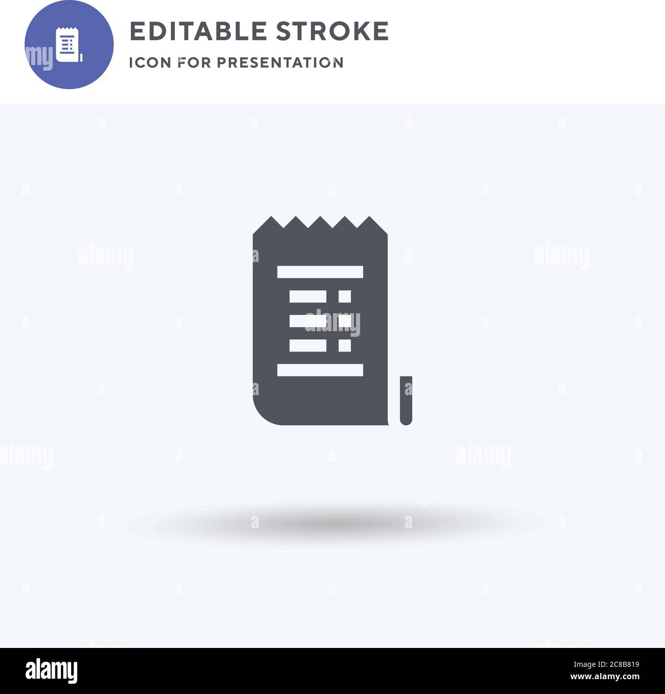 Bill icon vector, filled flat sign, solid pictogram isolated on white ...