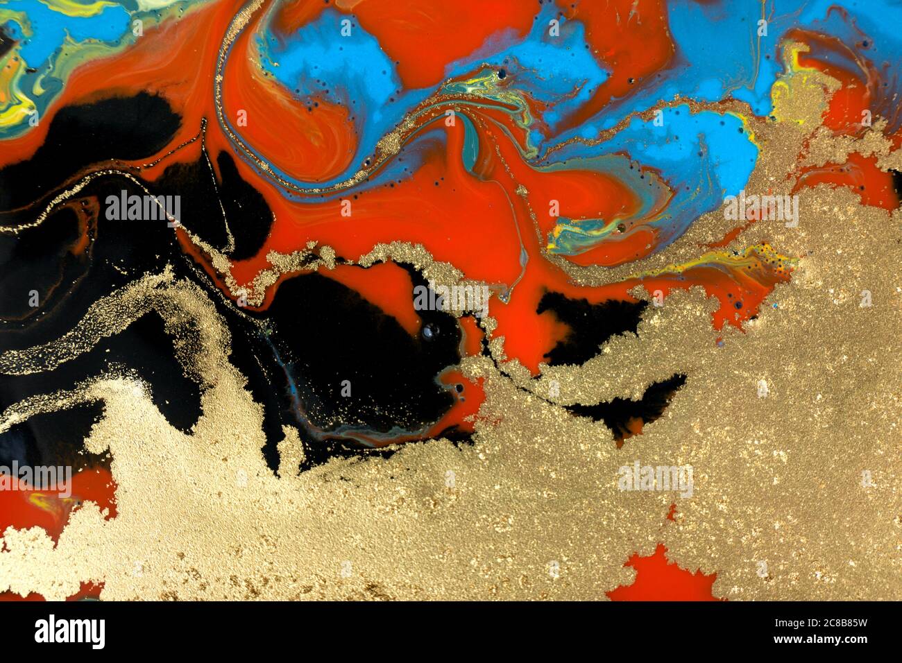 Beautiful mixed inks paint with golden powder background Stock Photo ...