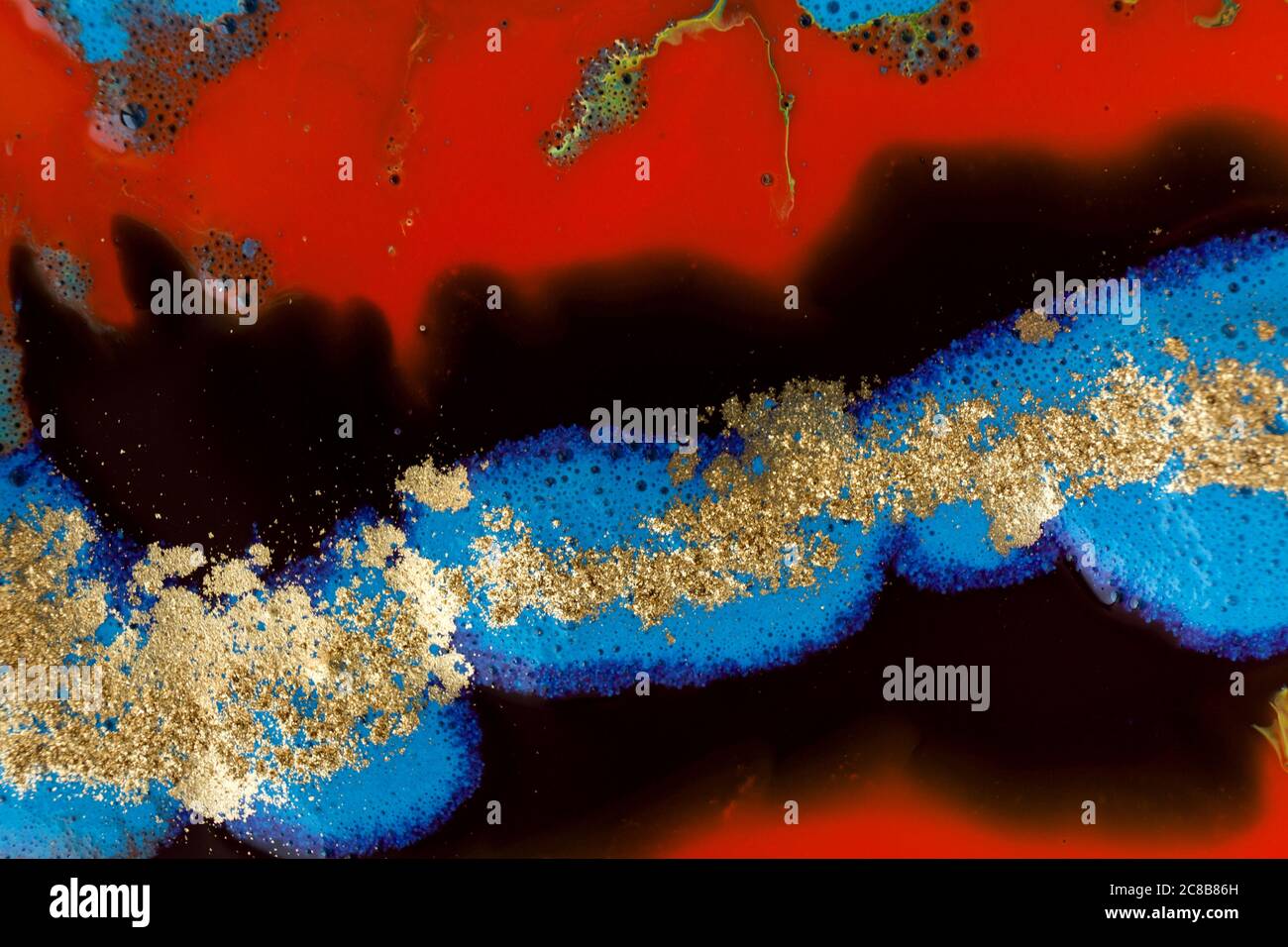 Beautiful mixed inks paint with golden powder background Stock Photo ...