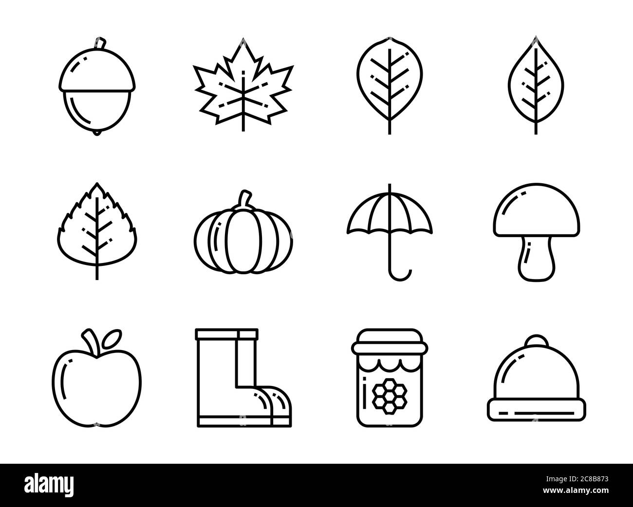 Autumn icon set thin line style. Symbols for website, magazine, app and ...