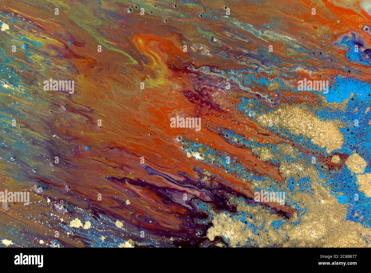 Beautiful mixed inks paint with golden powder background Stock Photo ...